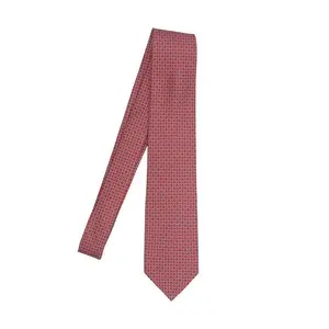 FERRAGAMO Geometric Print Silk Neck Tie - Red