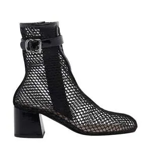 Alaïa Mesh Detail Block Heel Ankle Boots - Black