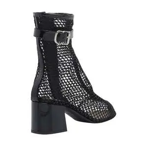 Alaïa Mesh Detail Block Heel Ankle Boots - Black