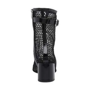 Alaïa Mesh Detail Block Heel Ankle Boots - Black