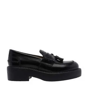 Miu Miu Logo Leather Loafers - Black