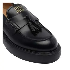Miu Miu Logo Leather Loafers