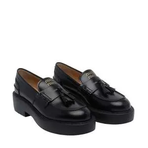 Miu Miu Logo Leather Loafers