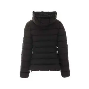 Moncler Herbes Quilted Down Jacket With Logo Hood - Black