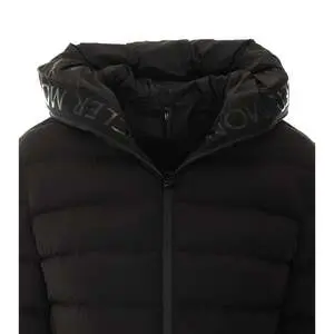 Moncler Herbes Quilted Down Jacket With Logo Hood - Black