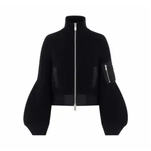 Sacai Knit Blouson With Puffed Sleeves