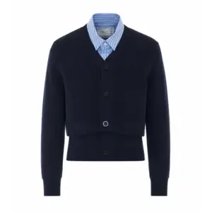 Sacai Poplin X Cotton Knit Cardigan - Blue