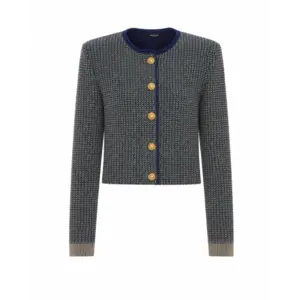 Balmain Glittered Tweed Cardigan - Blue