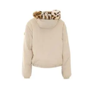 Moose Knuckles Reversible Quilted Faux Fur Hooded Jacket With Animal Print
