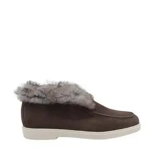 Santoni Shearling Detail Suede High-top Boots