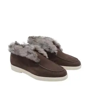 Santoni Shearling Detail Suede High-top Boots