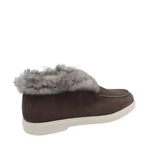 Santoni Shearling Detail Suede High-top Boots