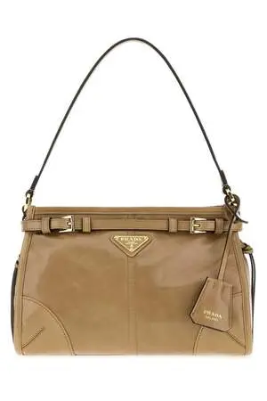 Prada Beige Leather Bonnie Shoulder Bag