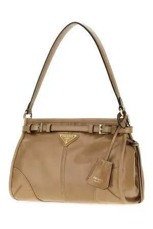 Prada Beige Leather Bonnie Shoulder Bag