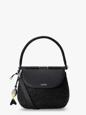 Loewe Paula's Ibiza -pescador Raffia And Leather Handbag - Black