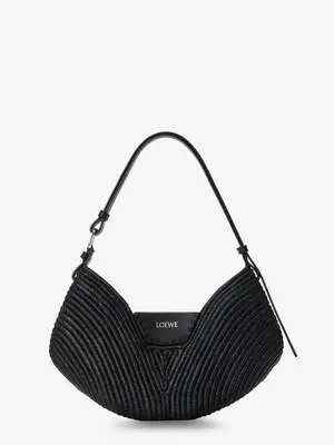 Loewe Paula's Ibiza-swing Raffia And Leather Shoulder Bag - Black