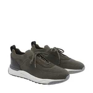 Santoni Fabric Lace-up Sneakers With Leather Details
