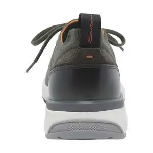 Santoni Fabric Lace-up Sneakers With Leather Details