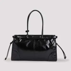 Prada Bonnie Bag In Glossed Leather - Black