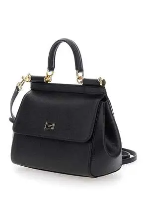 Dolce & Gabbana Sicily Medium' Leather Bag With Front Logo