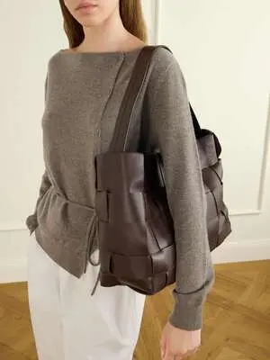 ST. AGNI Woven Large Leather Tote