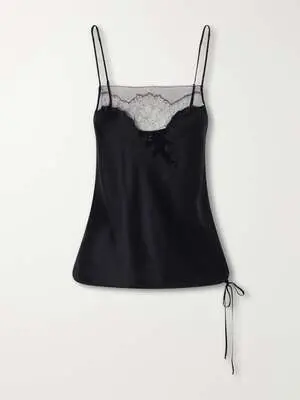 Carine Gilson Lace-trimmed Silk-satin Cami - Black