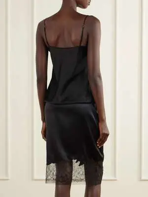 Carine Gilson Lace-trimmed Silk-satin Cami