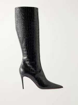 Paris Texas Vera 85 Knee-high Croc-effect Leather Boots