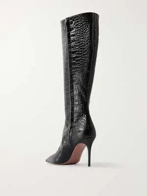 Paris Texas Vera 85 Knee-high Croc-effect Leather Boots