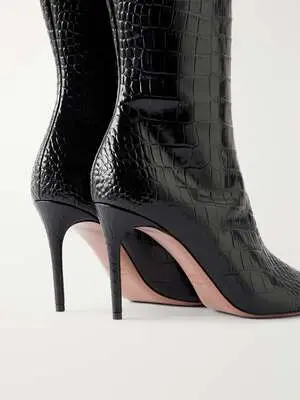 Paris Texas Vera 85 Knee-high Croc-effect Leather Boots