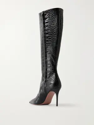 Paris Texas Vera 85 Knee-high Croc-effect Leather Boots