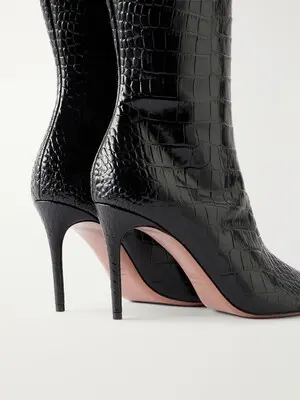 Paris Texas Vera 85 Knee-high Croc-effect Leather Boots
