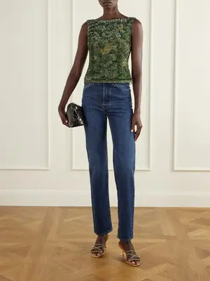 CLIO PEPPIATT Sequined Crepe Blouse - Green