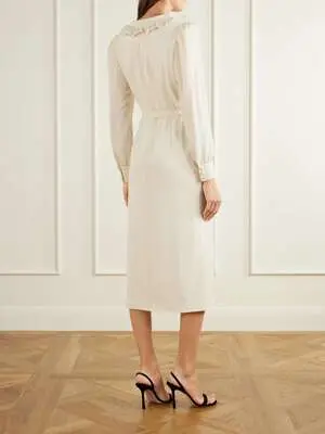 Alessandra Rich Belted Virgin Wool-crepe Midi Dress