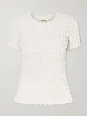 Khaite Polly Ruched Silk-chiffon Top - White