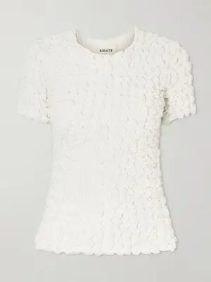 Khaite Polly Ruched Silk-chiffon Top - White