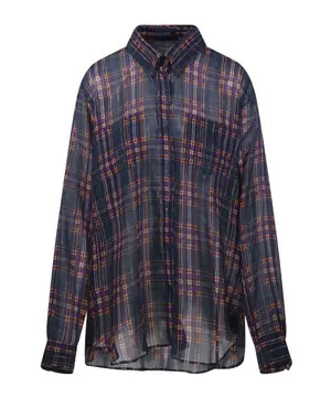 Dries Van Noten Plaid Long Sleeve Shirt - Blue