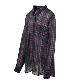 Dries Van Noten Plaid Long Sleeve Shirt - Blue
