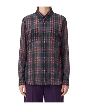 Dries Van Noten Plaid Long Sleeve Shirt - Blue