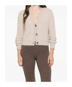 ALLUDE Long Sleeve Ribbed Cardigan