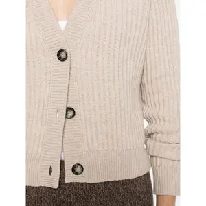 ALLUDE Long Sleeve Ribbed Cardigan