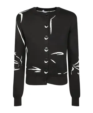 Moschino Single-breasted Knit Cardigan With Abstract Pattern