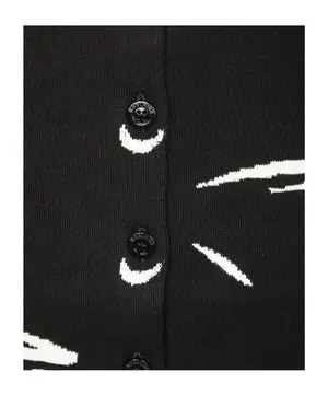 Moschino Single-breasted Knit Cardigan With Abstract Pattern