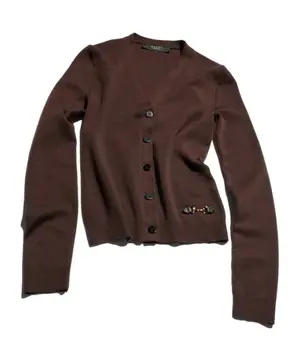 Gucci Fine Rib Knit Wool Cardigan With Horsebit Detail - Dark Brown