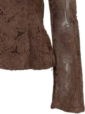 ROTATE BY BIRGER CHRISTENSEN Long-sleeve Square-neck Floral Lace Top