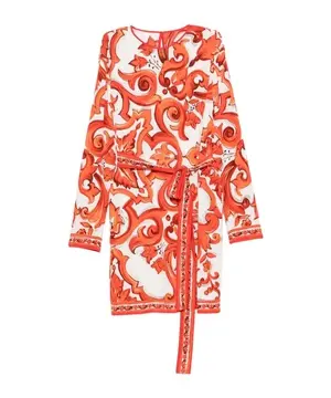 Dolce & Gabbana Baroque-print Belted Mini Dress