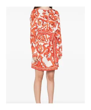 Dolce & Gabbana Baroque-print Belted Mini Dress