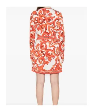 Dolce & Gabbana Baroque-print Belted Mini Dress