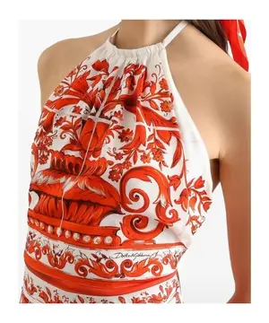 Dolce & Gabbana Majolica-print Charmeuse Top