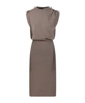 Giuseppe Di Morabito Embellished Knitted Midi Dress - Dark Beige